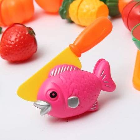 Plastic Kitchen Food 16pcs Fruit Vegetable Fish Cutting Kid Pretend ...