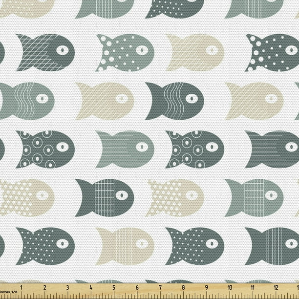 Fish Sofa Upholstery Fabric by the Yard, School of Fish Pattern with ...