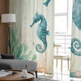 ERUNPONLY Seahorse Coastal Sheer Curtains 96 Inch Length 2 Panels Set ...