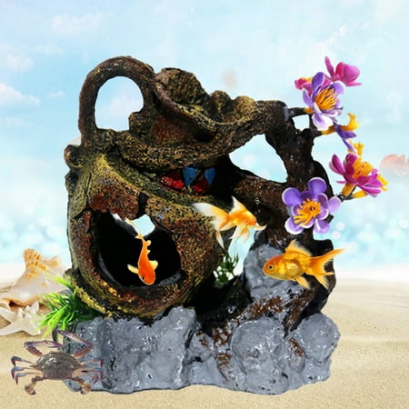 Aquarium Landscape Hideout Decor Resin Fish Shrimp Crabs Reptiles ...
