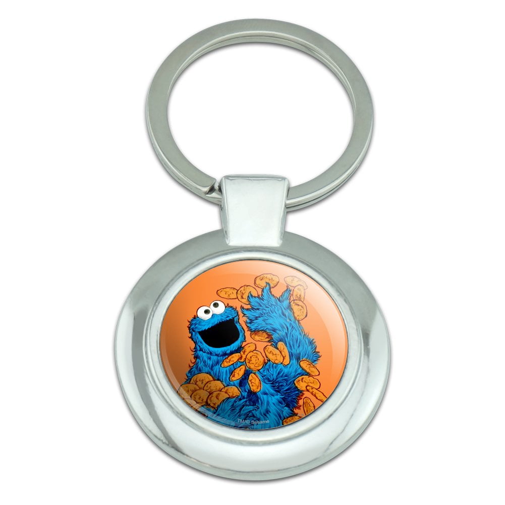 Sesame Street Vintage Cookie Monster Keychain Classy Round Chrome ...