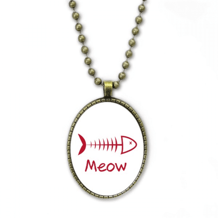 Fish Bone Mewing Animal Cartoon Necklace Vintage Chain Bead Pendant ...