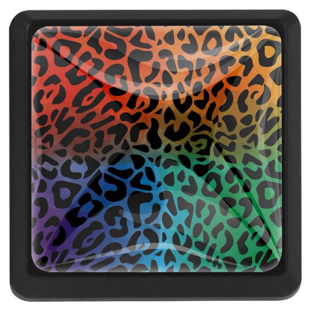 3 Pack Leopard Print Square Cabinet Door Knobs Decor for Cupboard ...