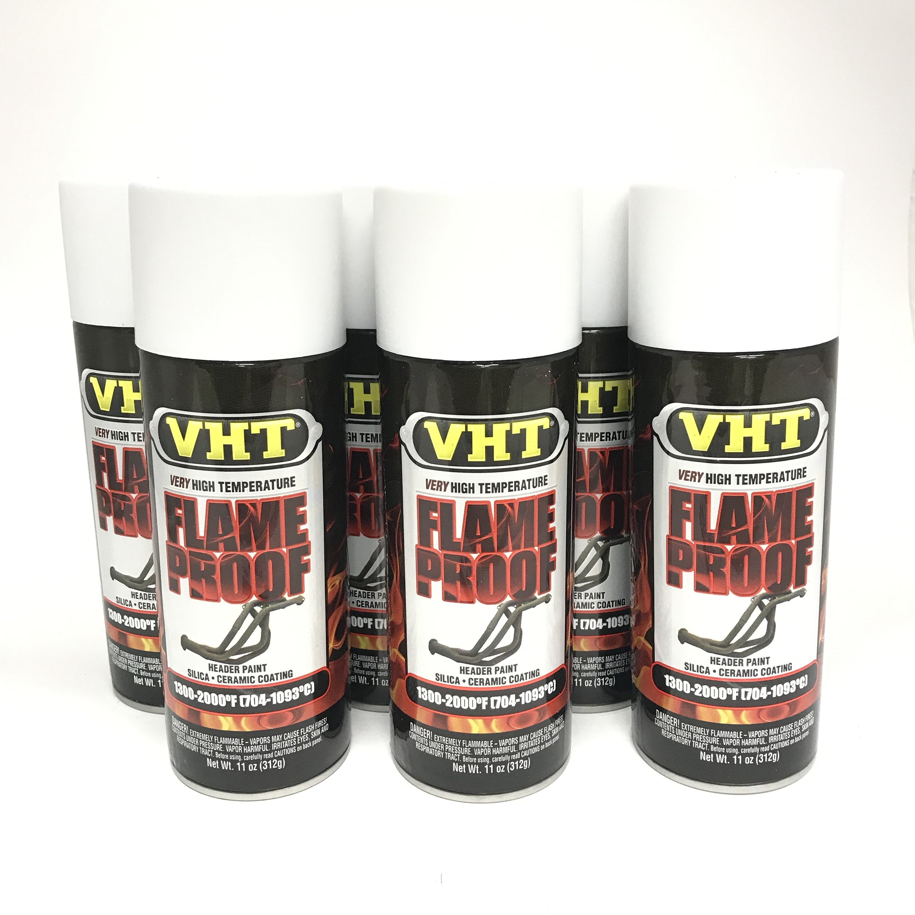 VHT SP101-6 PACK FLAT WHITE High Temperature FlameProof Header Paint ...