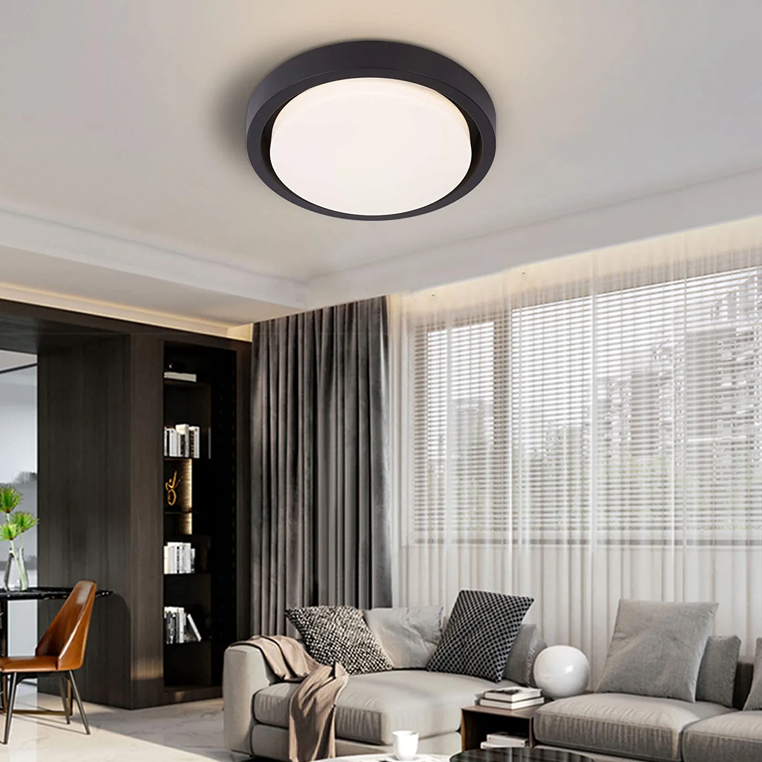 Fichiouy 18W Round LED Ceiling Light 4000K Indoor Chandelier hanging ...