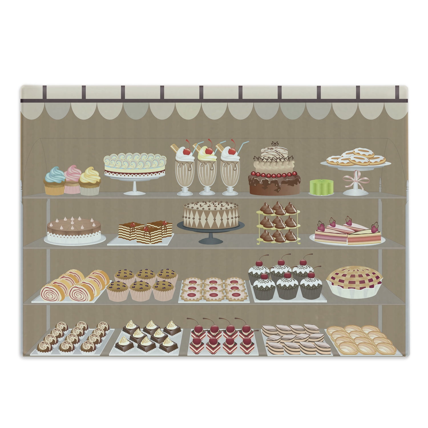 Dessert Cutting Board, Illustration of Bakery Shop Window Displaying ...
