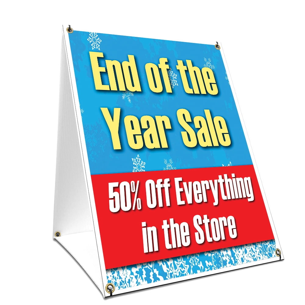 Buy A-frame Sidewalk End Of The Year Sale 50% Off Everything Sign With ...