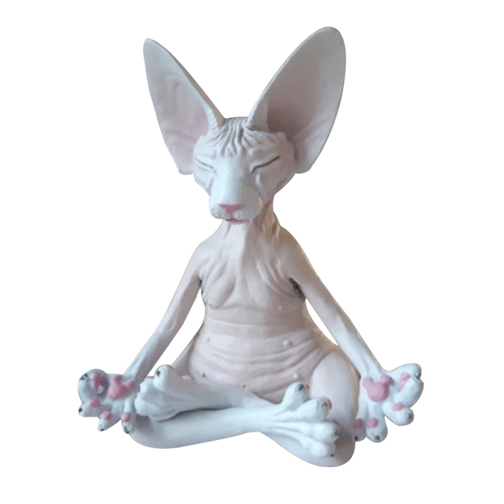 Figuras Gato Buda Meditación Estatua La Escultura Del Jardín () Blanco ...