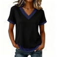 Babysbule Contrast Trim Color Block V-Neck Short Sleeve Tunic Women's ...
