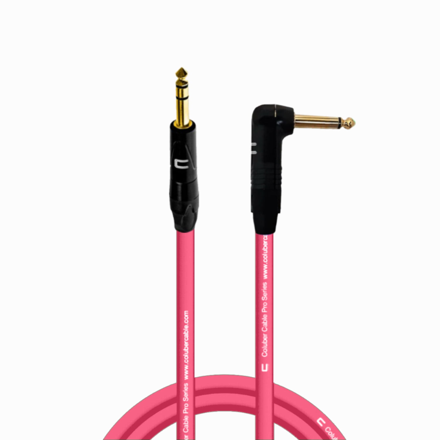 1/4" TRS Male to Right Angle 1/4" TS - 10 Feet - Pink - Pro 3-Pin ...
