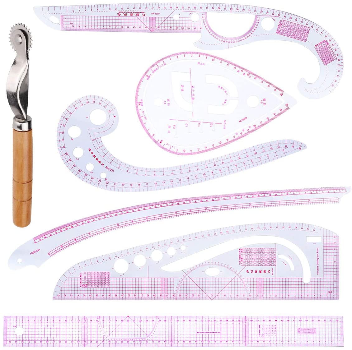 Tailors Ruler Dressmaking Set 7 Pieces Ruler Set Plastic Curve Scale ...