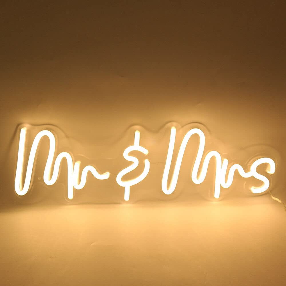 Queen Sense 24"x9.5" Mr & Mrs LED Sign Light Wall Decor Party Night ...