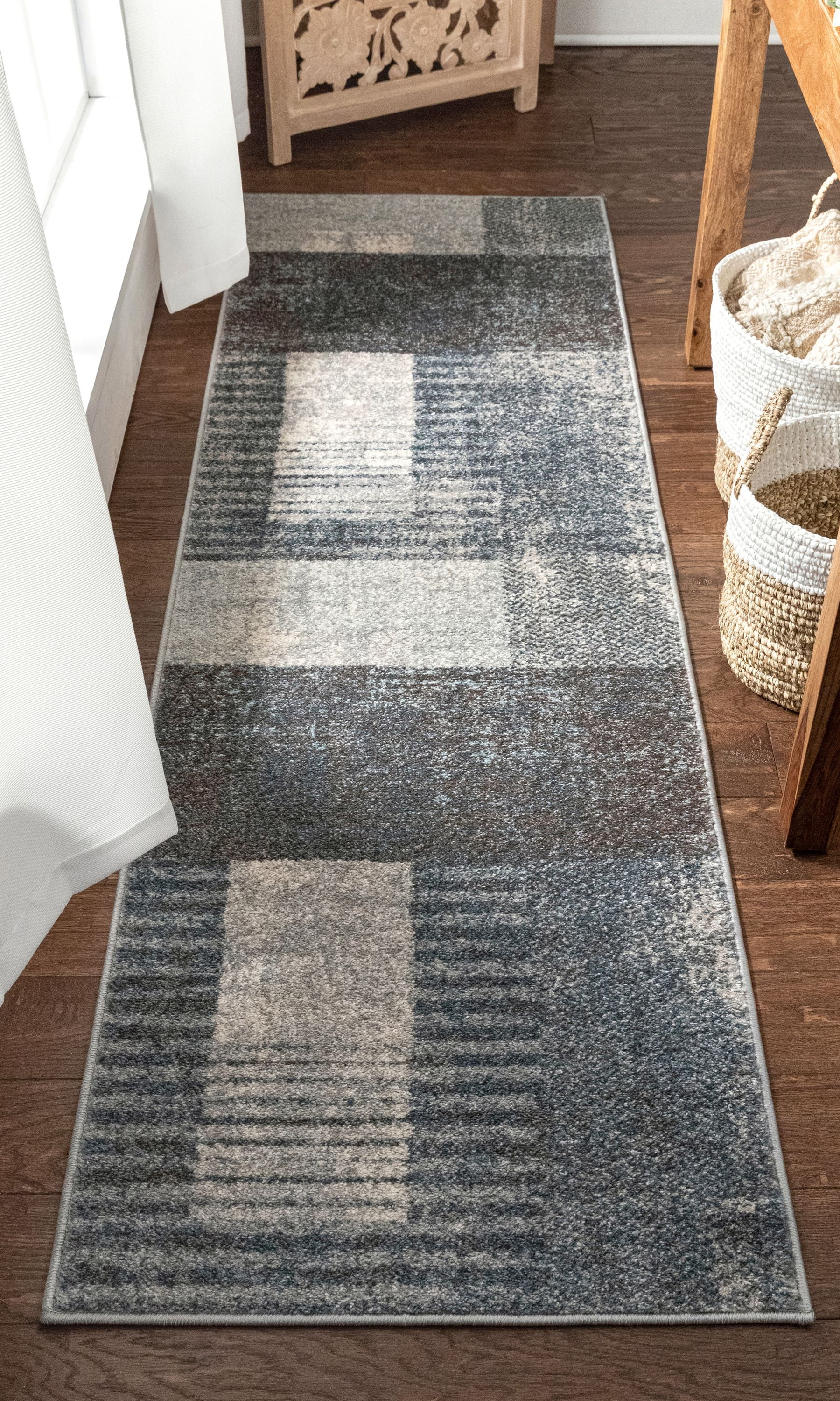Sydney Laken Grey Modern Distressed Geometric 2'3" x 7'3" Runner Area ...