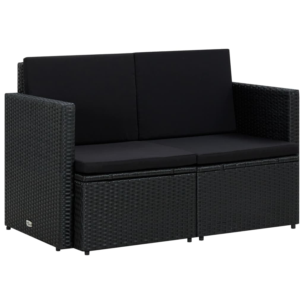 Click here for Vidaxl 2 Seater Garden Sofa With Cushions Black Po... prices
