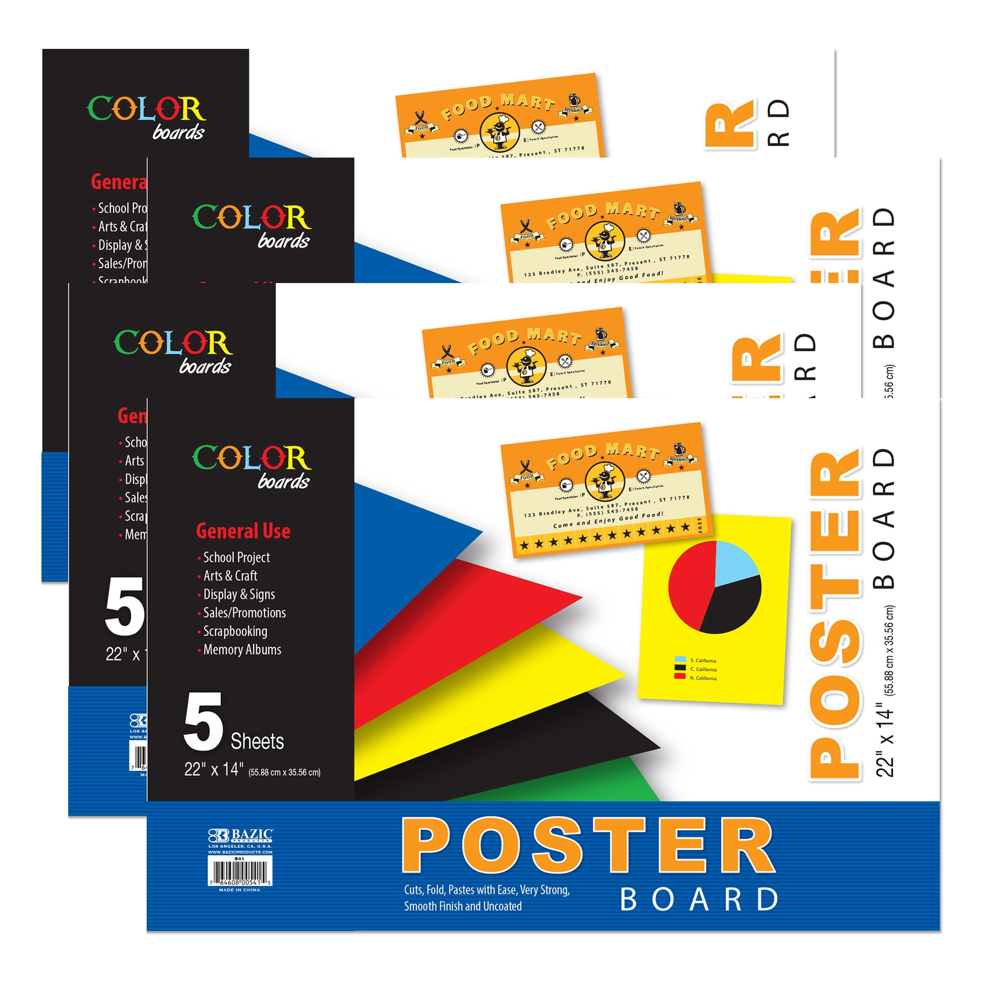 BAZIC Poster Board Assorted Color 22" X 14", For Crafting, 20-Count ...