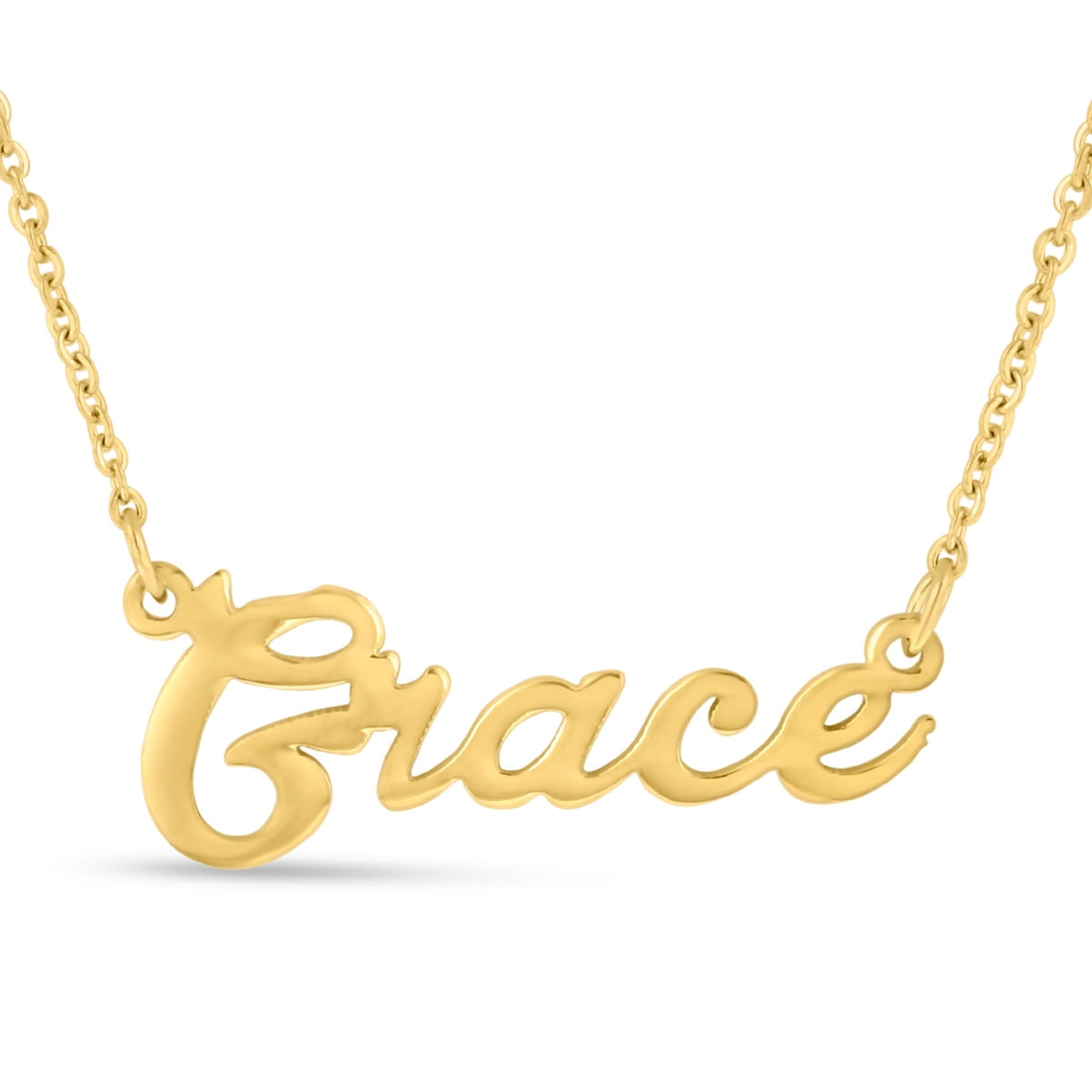 SuperJeweler Grace Nameplate Necklace in Gold, 16 inches All Names ...