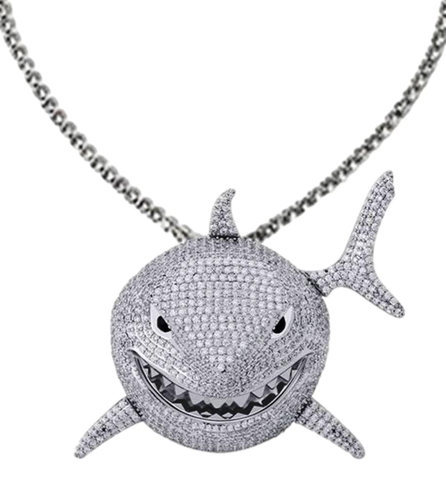 Jaws Movie Shark Rhinestone 1.25" Tall Metal Pendant Necklace - Walmart.com