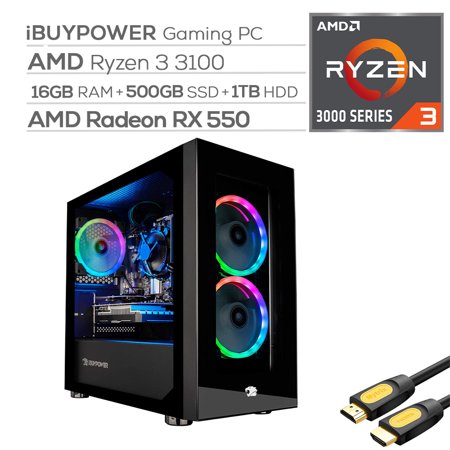 iBUYPOWER Desktop Gaming PC AMD Ryzen 3 3100 Up To 3.9GHz Radeon RX 550 ...