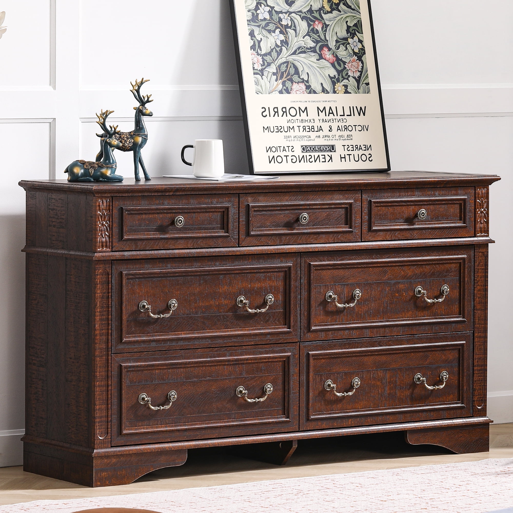 Click here for Fiakoa 7 Drawer Dresser For Bedroom  55 W. Wood Fa... prices