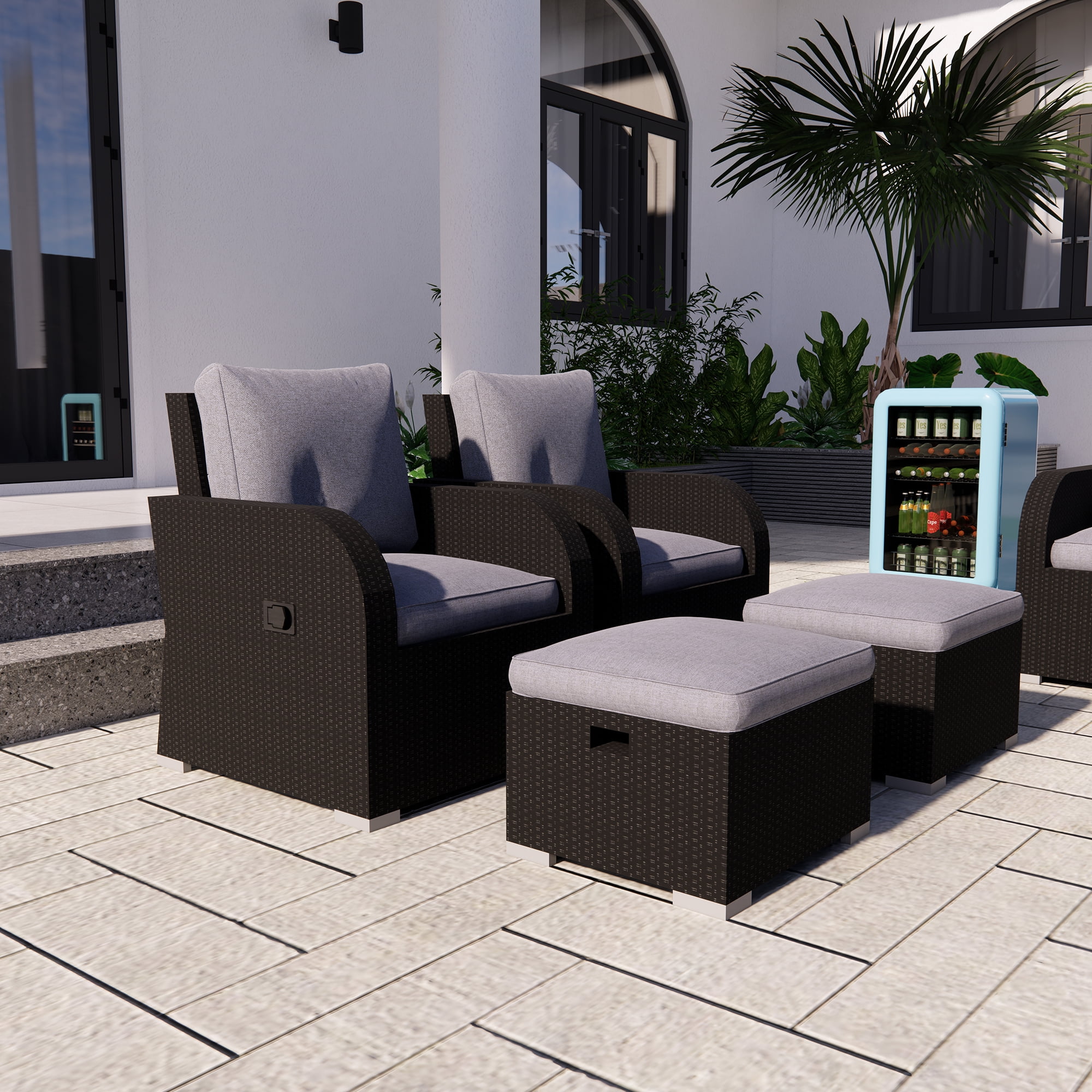 Oaks Aura Outdoor 6 Piece Rattan Sectional Seating Group Patio Furniture Sets with Cushions ...