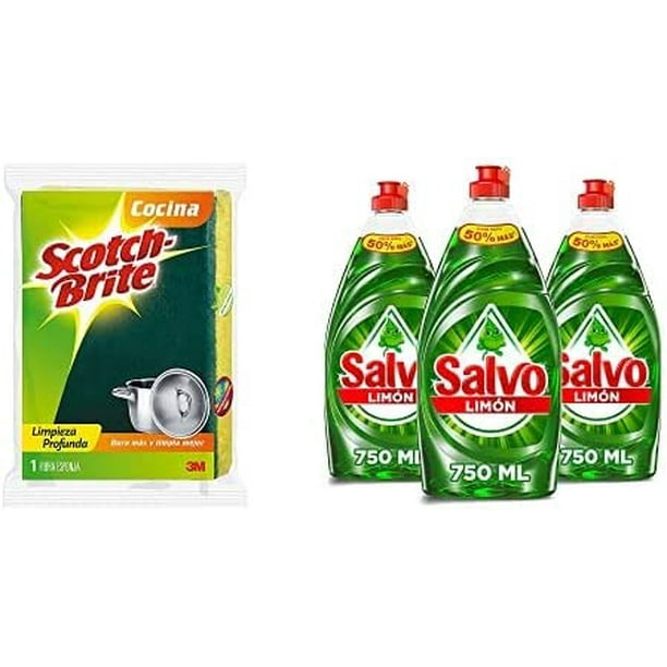 3M Scotch-Brite Lavatrastes Liquido Salvo Limon 3 Unidades 750ml, 2 ...