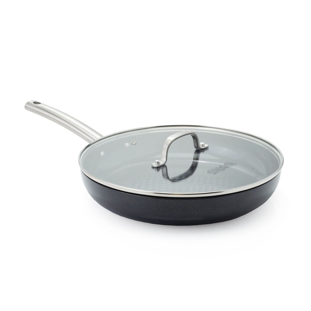 SHAQ 12" Diamond Pattern Round Fry Pan w/ Glass Lid - Walmart.com