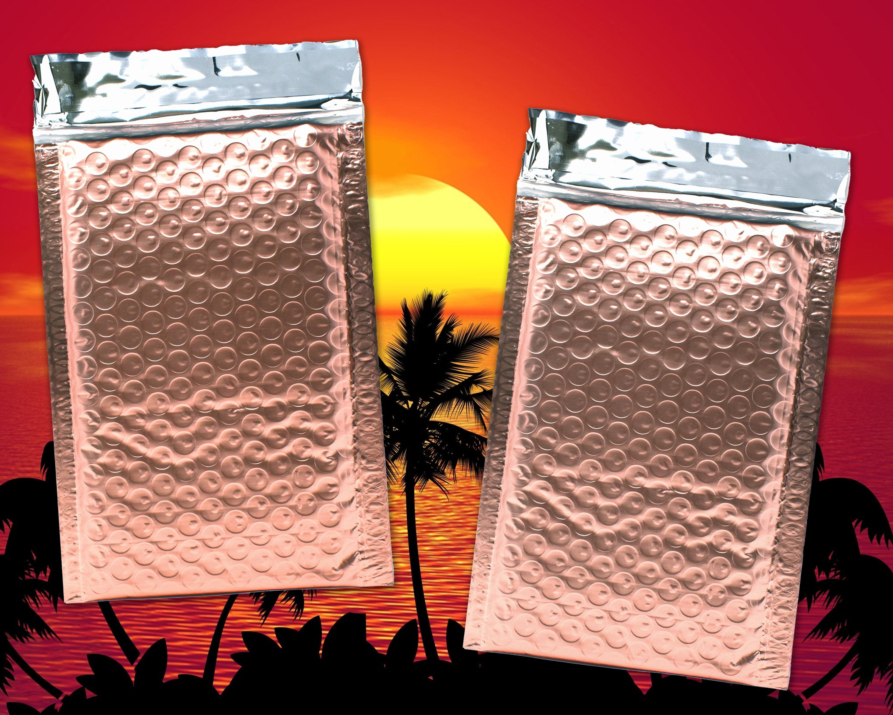 8x12 6x10 4x8 Assorted Sunset Peach Metallic Bubble Mailers