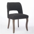 Black Fabric Dining Chairs Set of 2, Curved Back Kitchen Chairs with ...