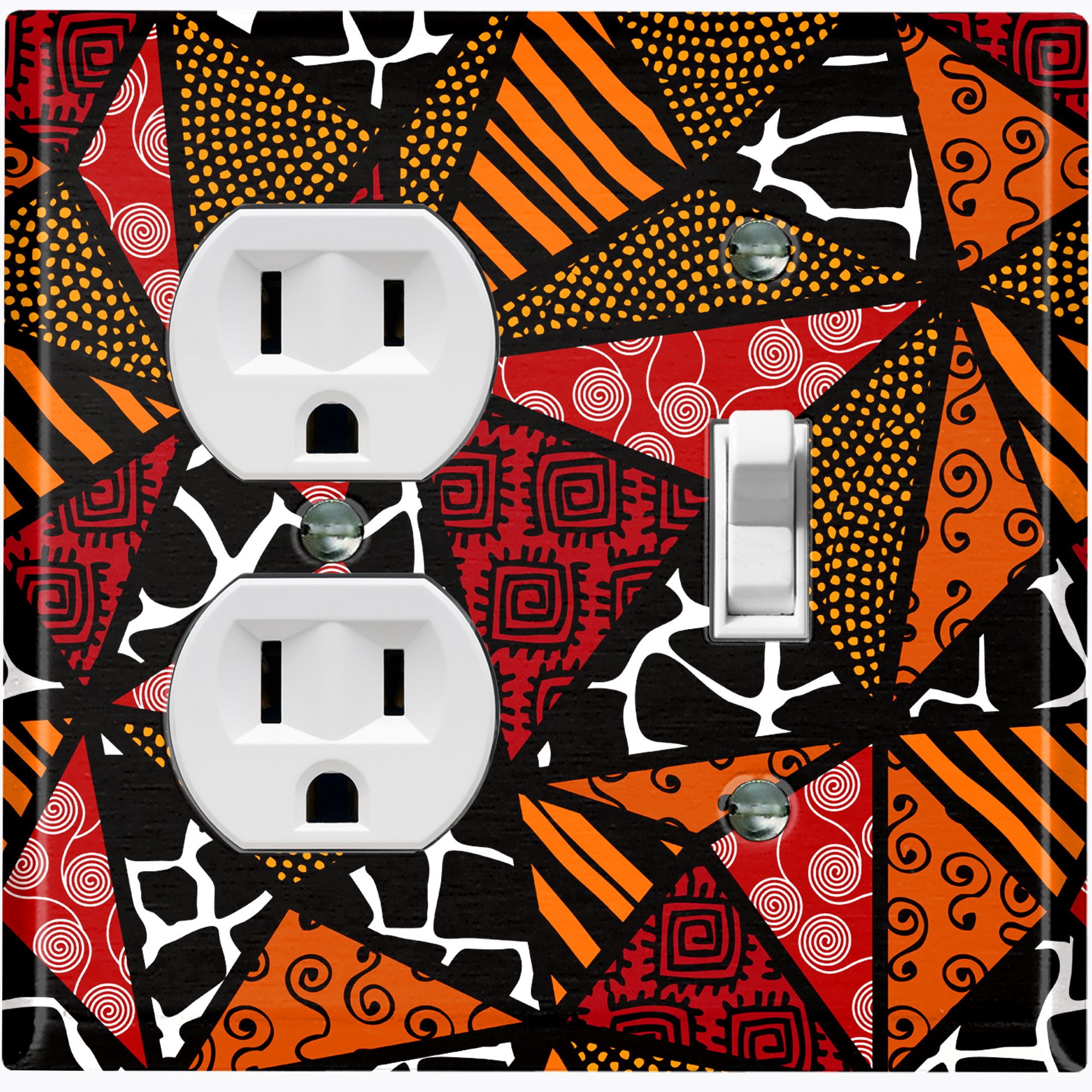 Metal Light Switch Plate Cover Colorful Safari African Tribal Art Tile ...