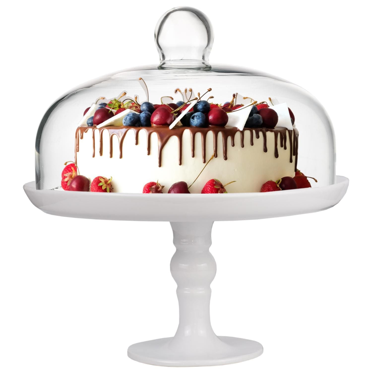 Click here for Brilliant Footed Pedestal Cake Stand And Clear Dom... prices