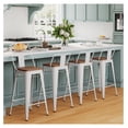 30" Bar Stools Set of 2, Metal Barstools with Wood Seat, Low Back ...