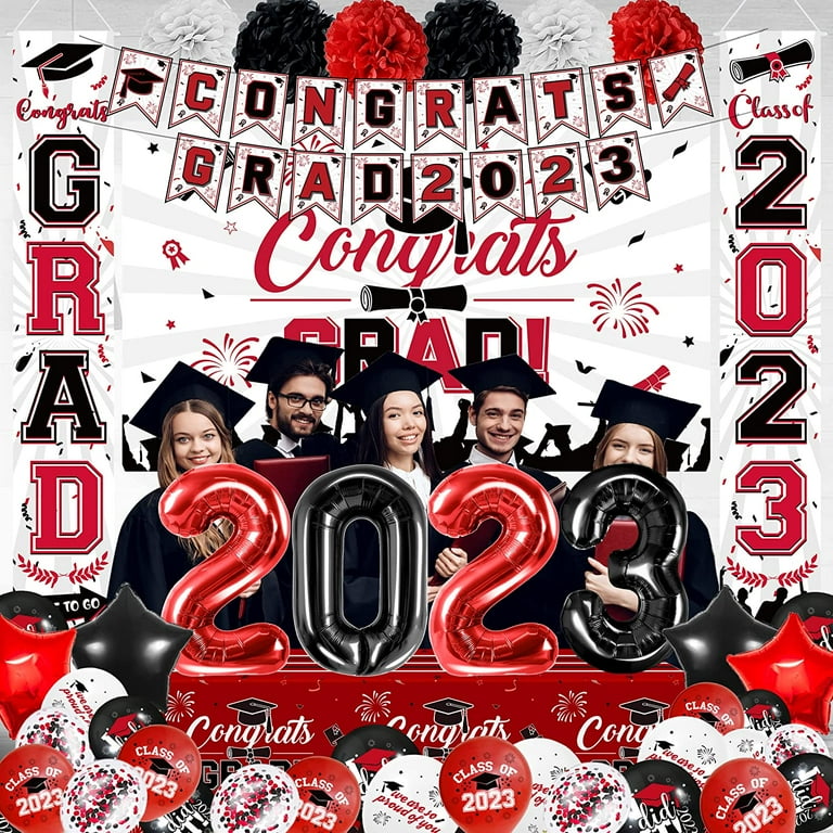 Red And White Graduation Centerpieces