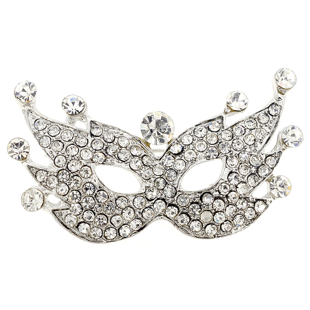 Silver Masquerade Mask Crystal Pin Brooch - Walmart.com
