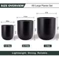 FOUKUS 9.8",11.4",13" Dia Round Concrete-like Plastic Planter Set of 3 ...