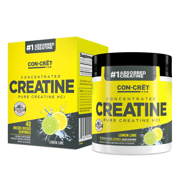 CON-CRET Patented Creatine HCl Lemon Lime Powder, Workout Supplement ...