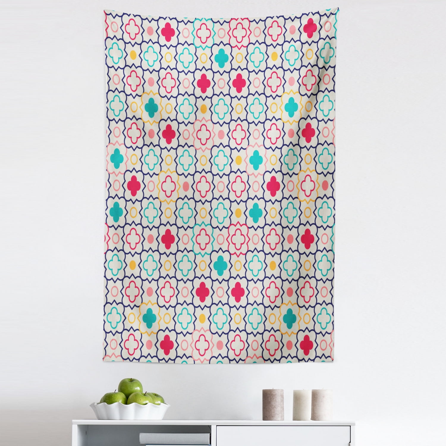 Moroccan Tapestry, Traditional Tile Pattern Clovers Lattice Oriental ...