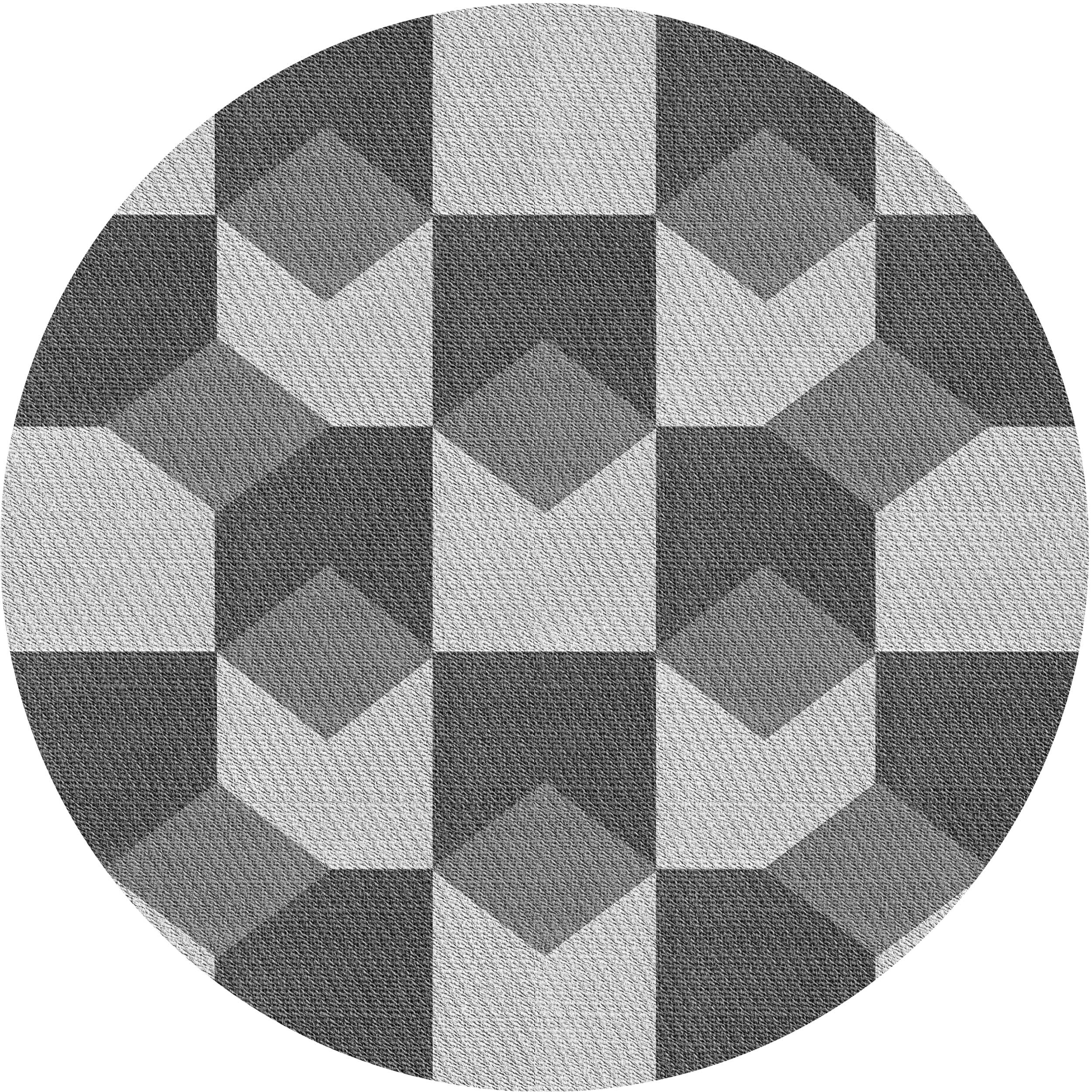 Ahgly Company Indoor Round Patterned Silver Gray Area Rugs, 5' Round ...