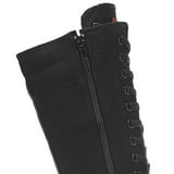 ANUFER Girls Womens Fashion Knee High Lace-Up Canvas Boots Pure Black ...