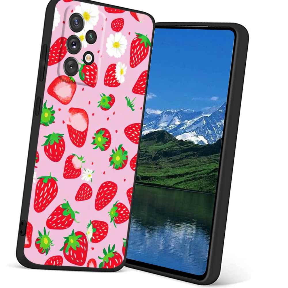 Compatible with Samsung Galaxy A52 5G Phone Case, Strawberries-337 Case Silicone Protective for ...