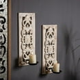 SOFE Openwork Carving Wall Candle Sconces Set of Two, White, Wood, 5.9 ...