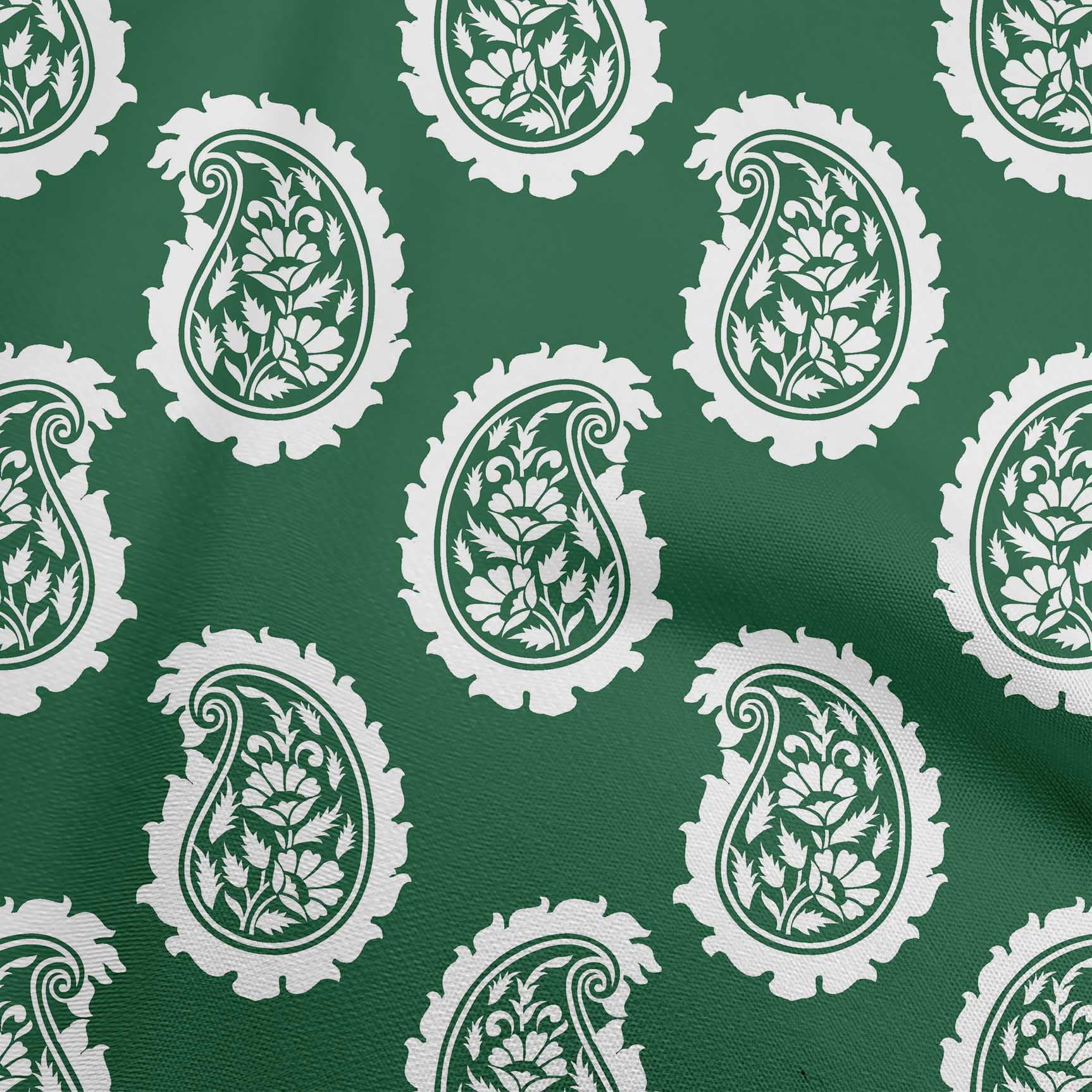 oneOone Viscose Chiffon Dark Green Fabric Asian Paisley Block Sewing ...