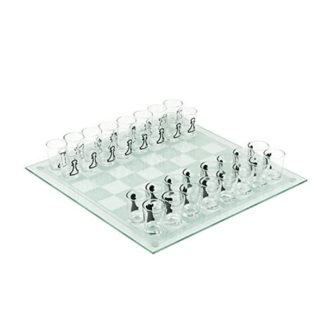 True Shot Glass Chess Game, Chess Board with Shot Glass Chess Pieces ...