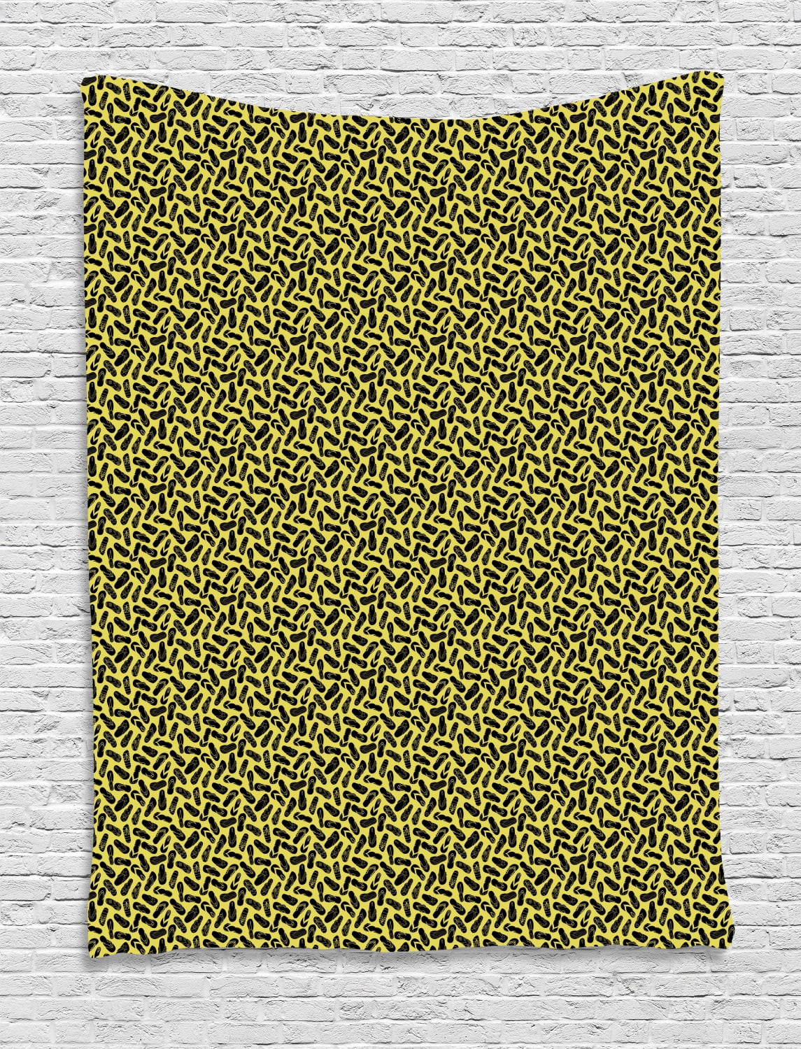 Flip Flop Tapestry, Hand Drawn Style Simplistic Design of Multiple ...