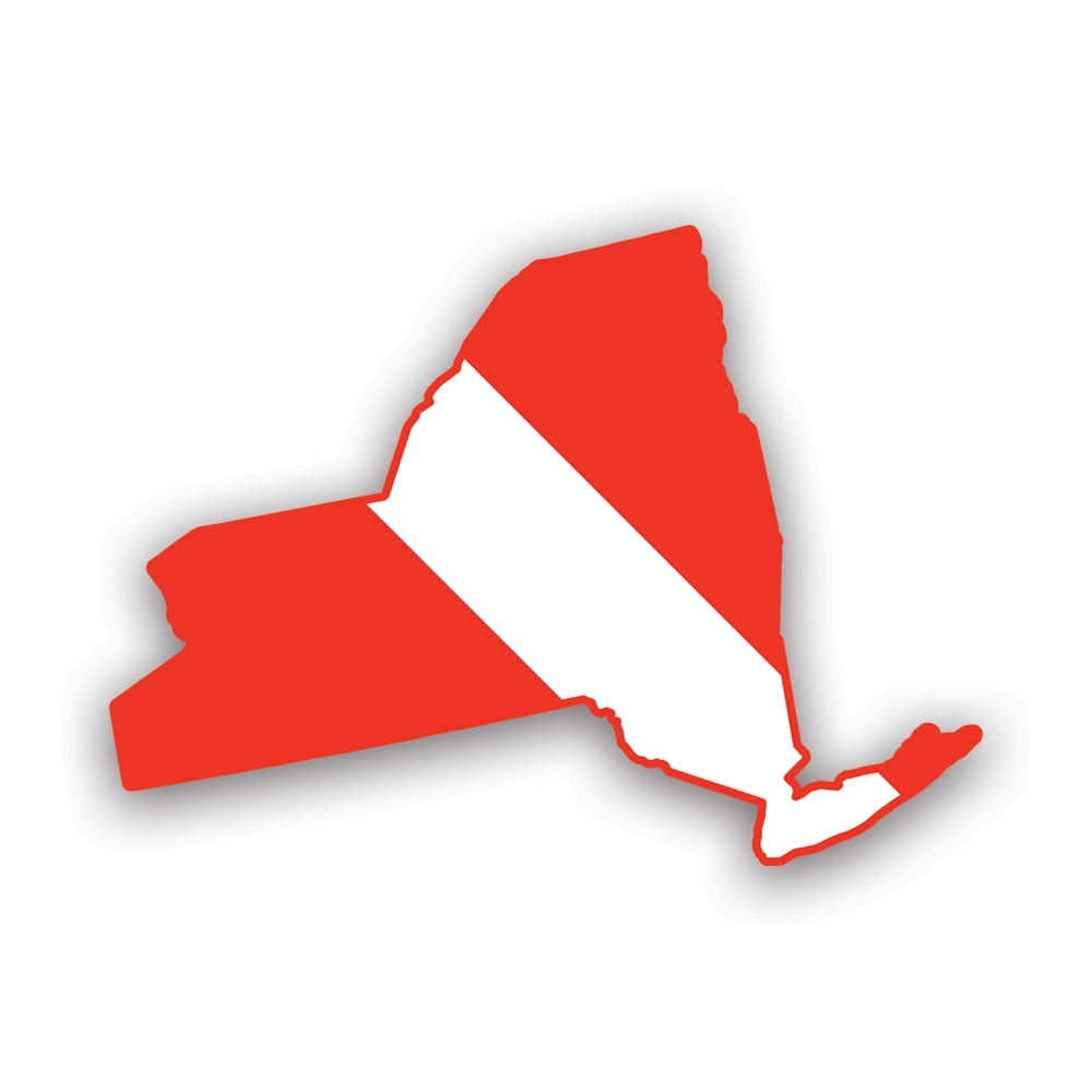 New York State Shaped Diver Down Flag Sticker Decal - Self Adhesive Vinyl - Weatherproof - Made ...