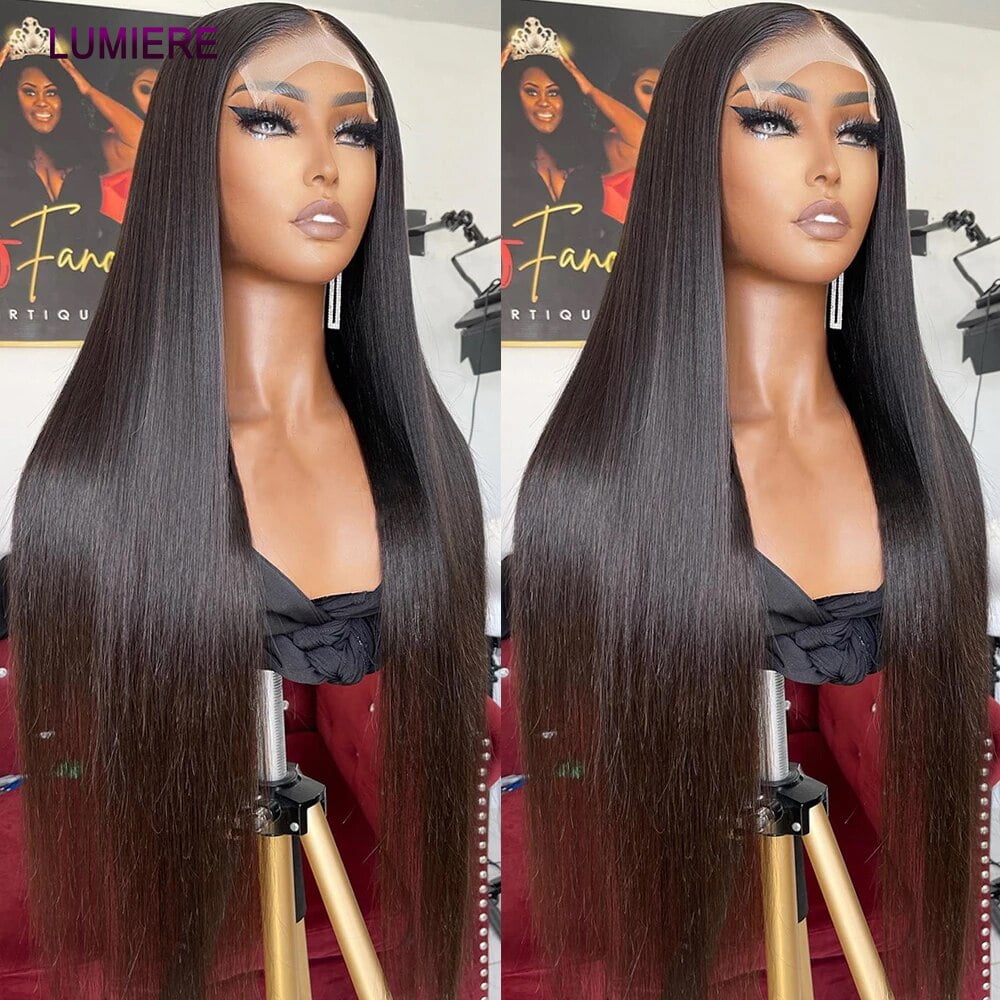 Lumiere Brazilian Bone Straight Wave Lace Closure Human Hair Wigs ...