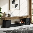 63" Entryway Bench with Storage, 2-Tier Farmhouse Long End of Bed Bench ...