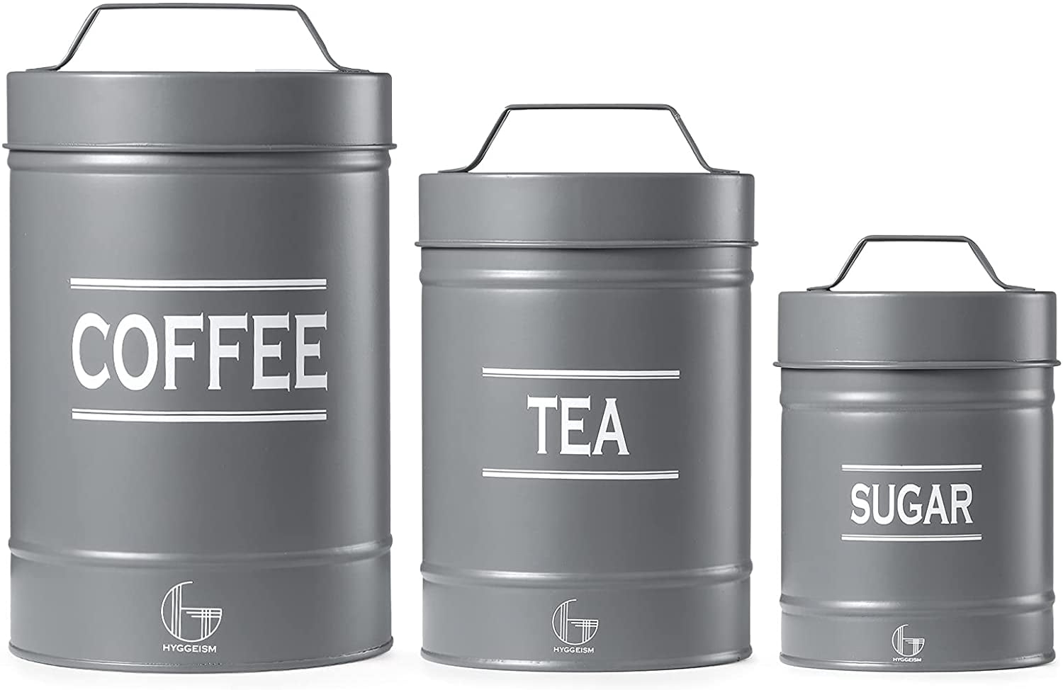 Hyggeism Kitchen Canisters with Airtight Lids, Set of 3 Jars Coffee ...