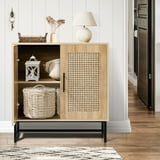 REHOOPEX Natural Rattan 2-Door Storage Cabinet Set, Wooden Furniture ...