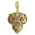 14K Yellow Gold Diamond Owl Pendant Genuine Ruby Eyes 1.65" Charm 1.75 ...