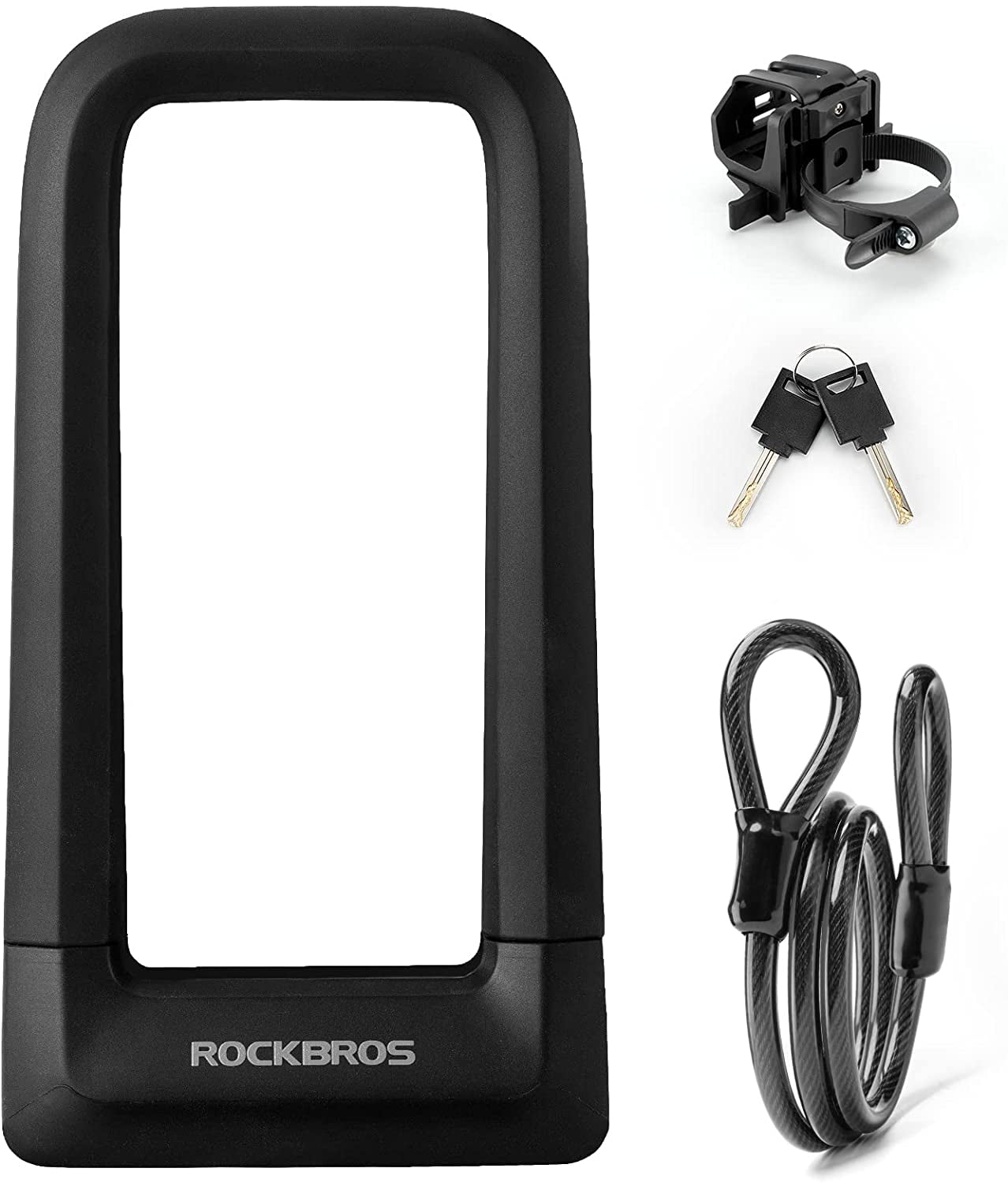 ROCKBROS Bike U Lock Heavy Duty Anti Theft Bike U Lock with Cable ...